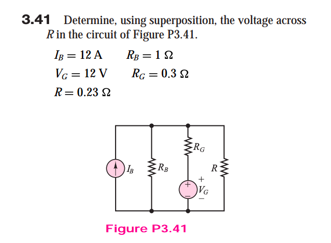 Solved 3.41 Determine, using superposition, the voltage | Chegg.com