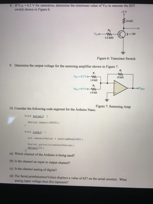 Solved If V_CE = 0.2 V for saturation, determine the minimum | Chegg.com