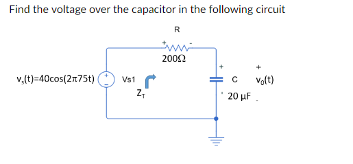 Solved Find the voltage over the capacitor in the following | Chegg.com