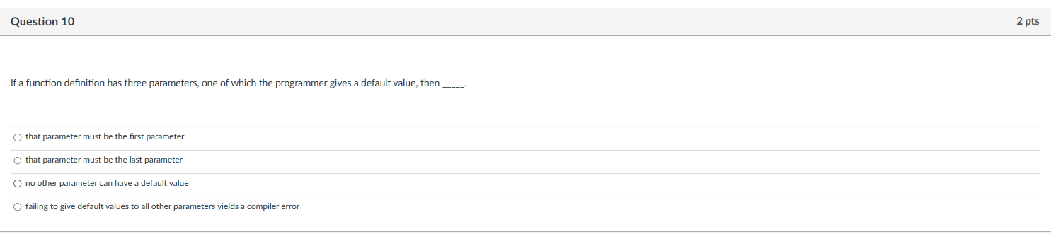 Solved If a function definition has three parameters, one of | Chegg.com