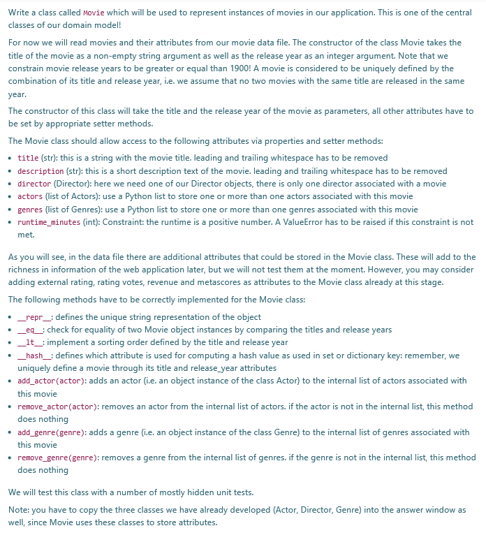 Solved Write a class called Movie which will be used to | Chegg.com