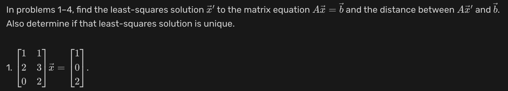 Solved In problems 1-4, ﻿find the least-squares solution | Chegg.com