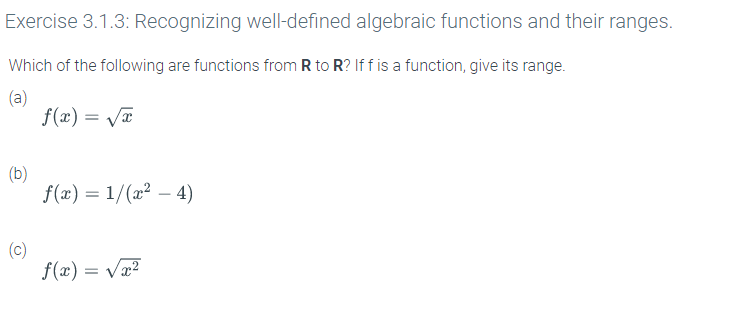 Solved Exercise 3.1.3: Recognizing well-defined algebraic | Chegg.com