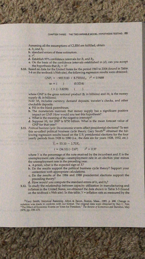 Solved Chapter Three The Two Variable Model Hypothesis 2268