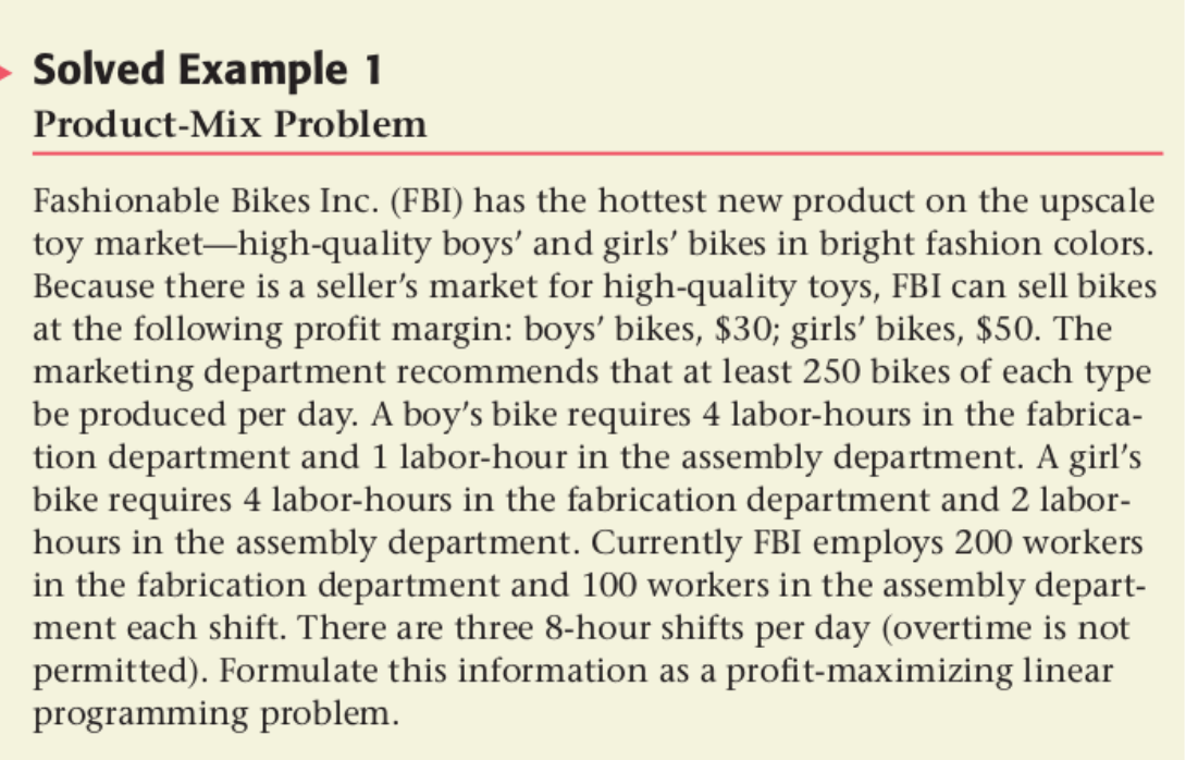 Solved Solved Example 1 Product-Mix Problem Fashionable | Chegg.com