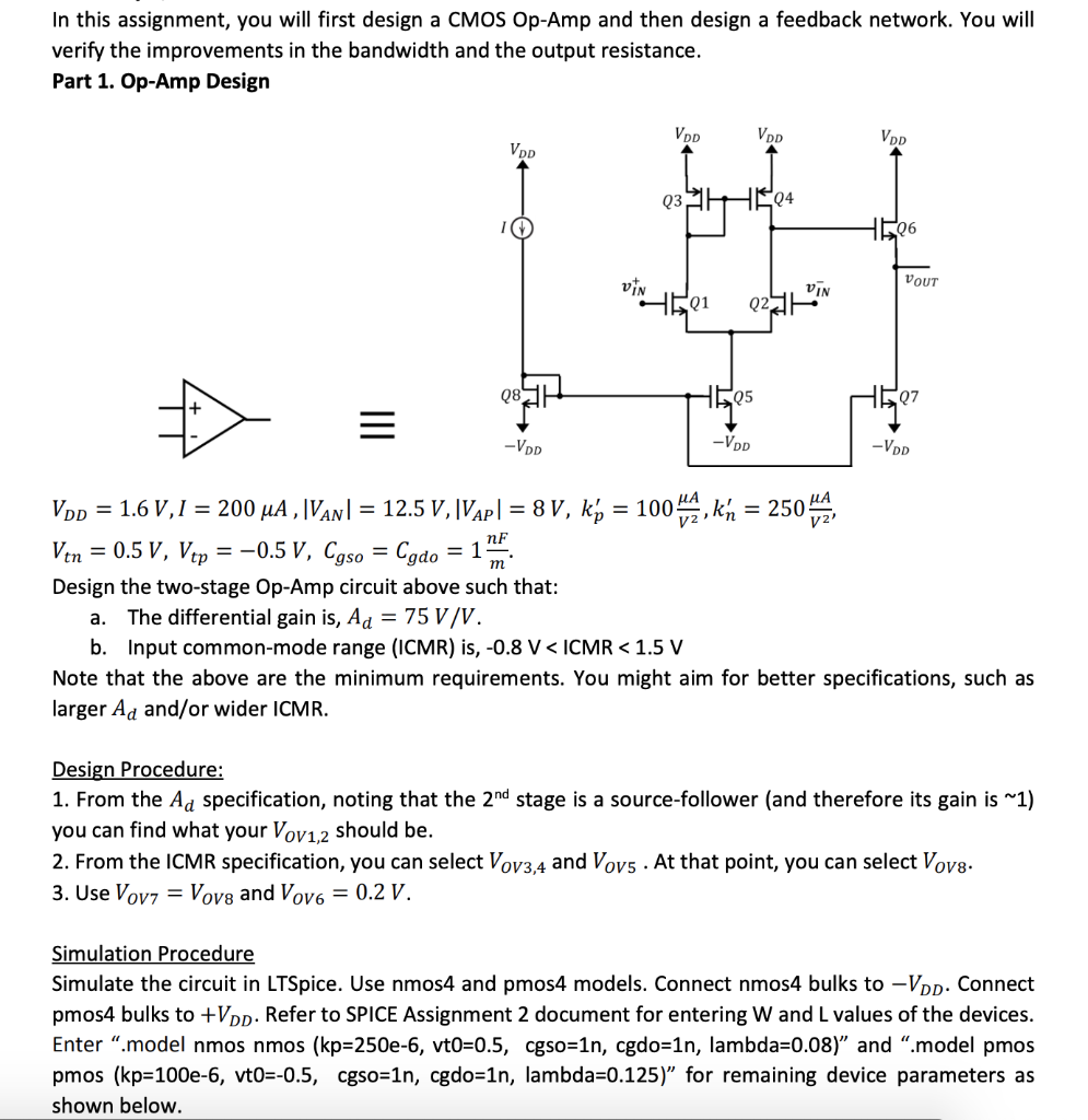 In this assignment, you will first design a CMOS | Chegg.com