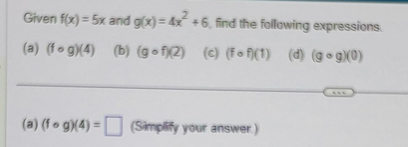 Solved Given f(x)=∣x∣ and g(x)=x2+927, find the following | Chegg.com