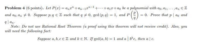 Solved Problem 4 (6 ﻿points). ﻿Let | Chegg.com