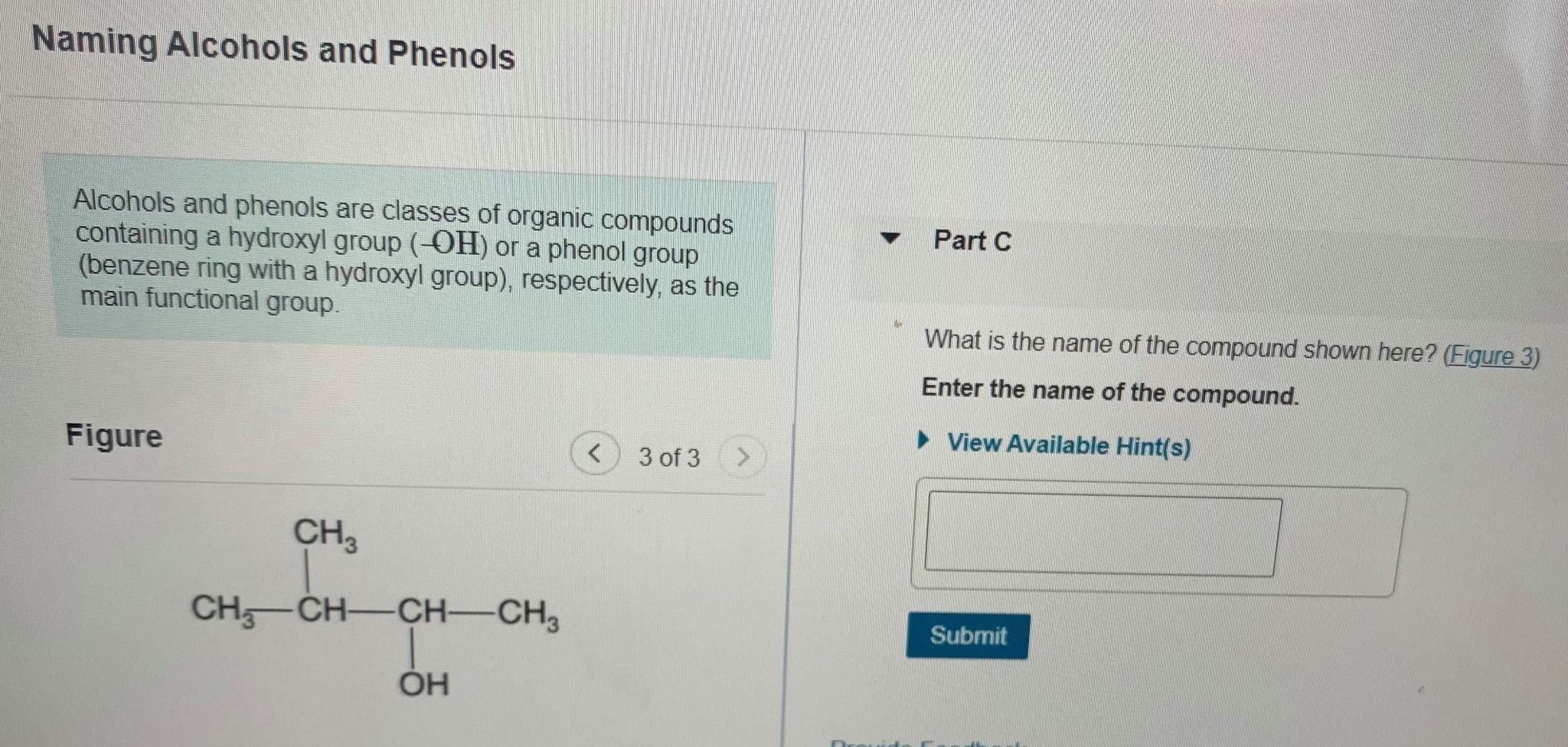 Solved Naming Alcohols and Phenols Part A Alcohols and | Chegg.com