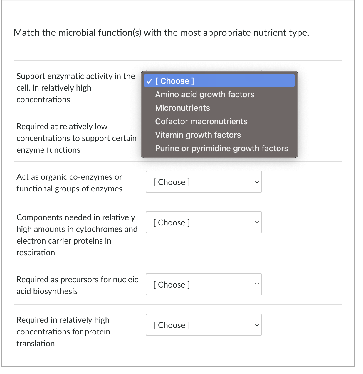 Solved Match the microbial function(s) with the most | Chegg.com