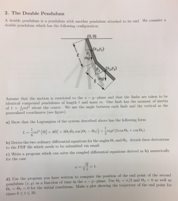 2. The Double Pendulum A double pendulum is a | Chegg.com
