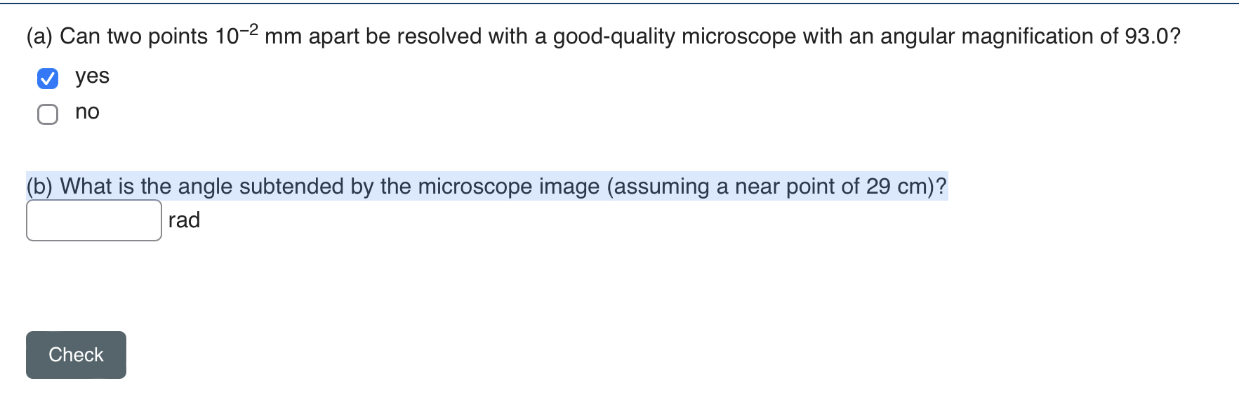 Solved (a) Can two points 10−2 mm apart be resolved with a | Chegg.com