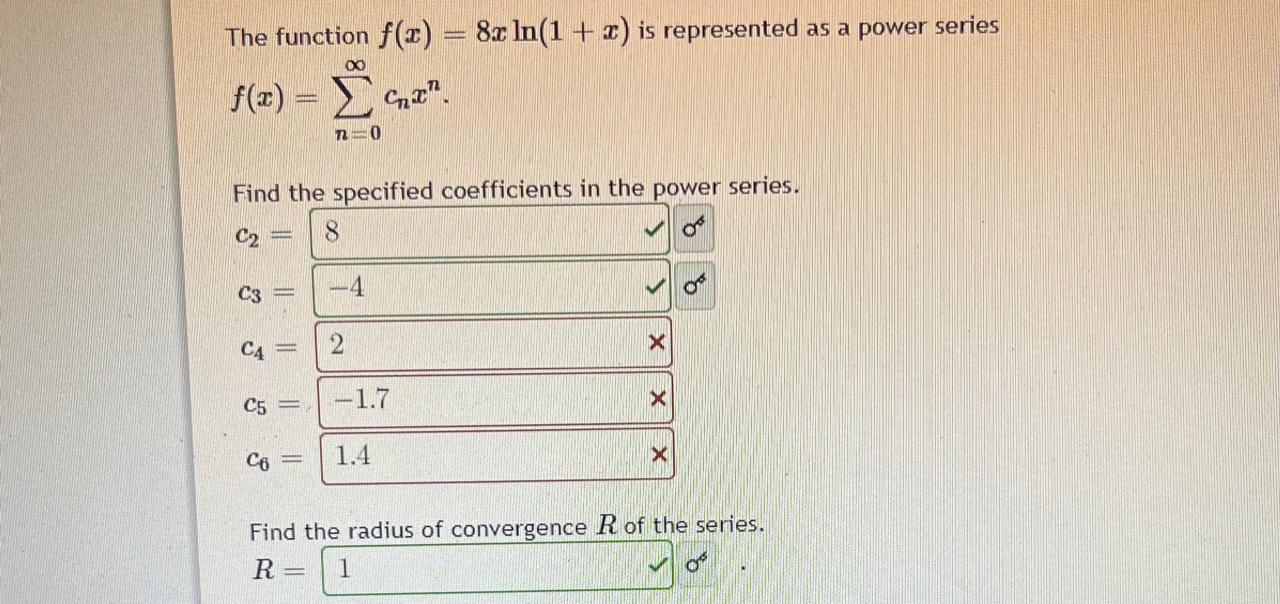 Solved The function f(3) = 8x In(1 + 2) is represented as a | Chegg.com