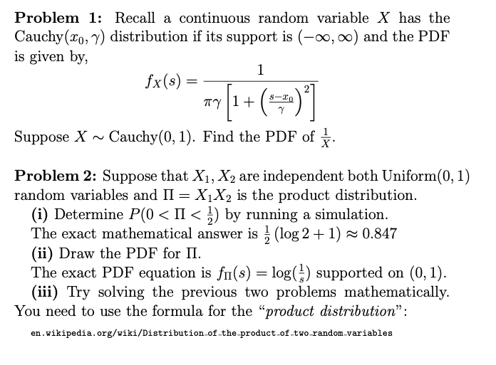 Solved Problem 1: Recall a continuous random variable X has | Chegg.com