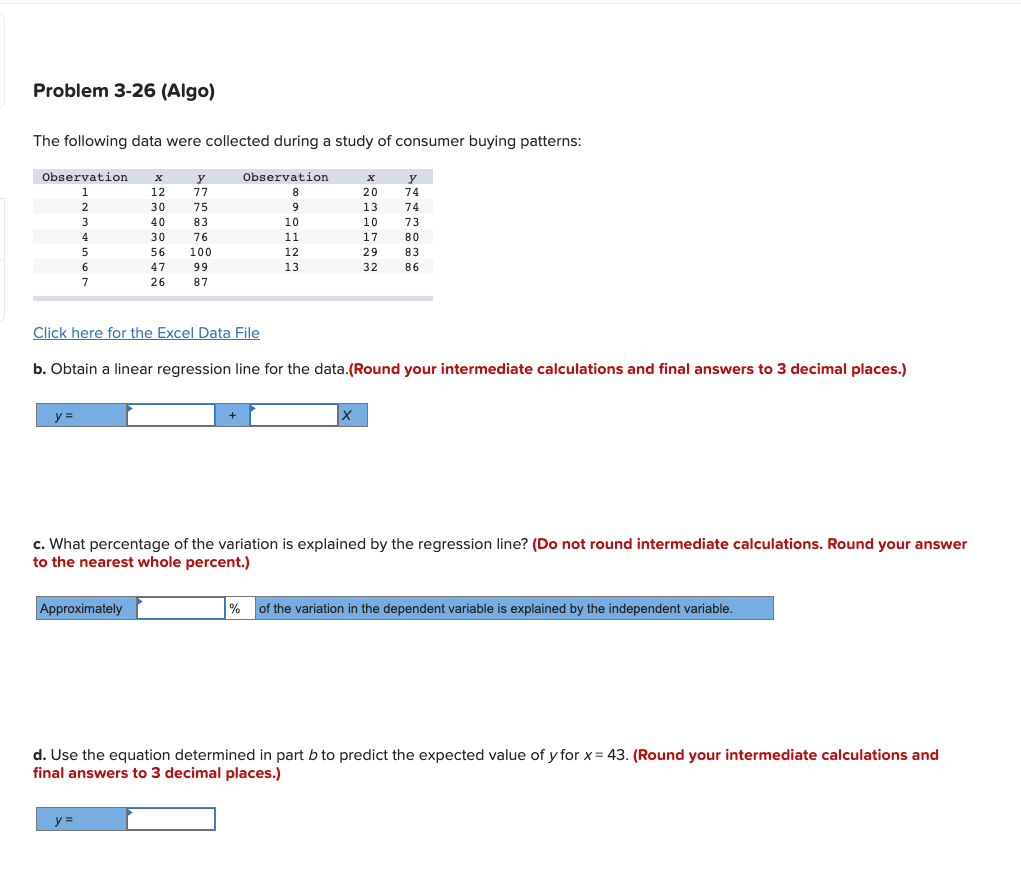 Solved The following data were collected during a study of | Chegg.com