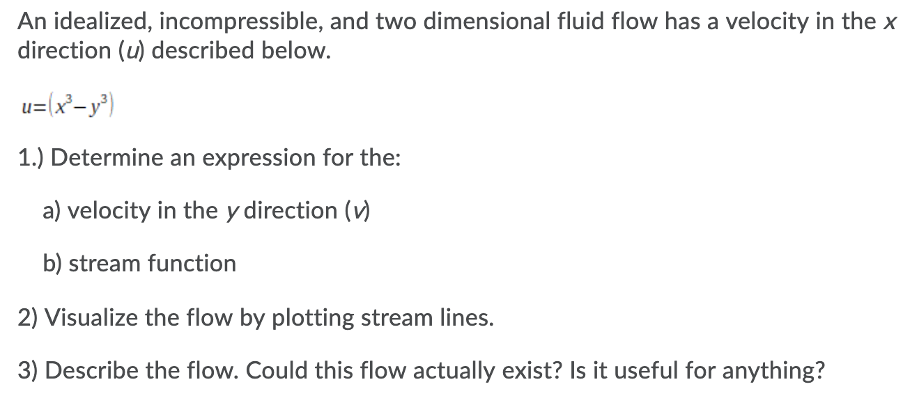 Solved An idealized, incompressible, and two dimensional | Chegg.com