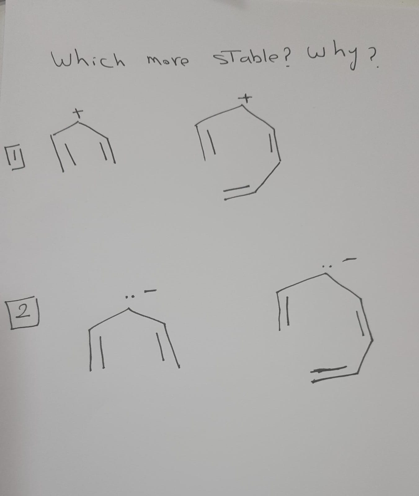 Solved Which more stable? Why? | Chegg.com
