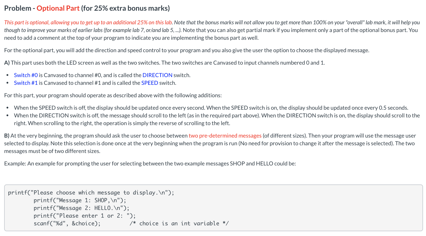Lab #8 (Option 1): Implementing a Scrolling Display | Chegg.com