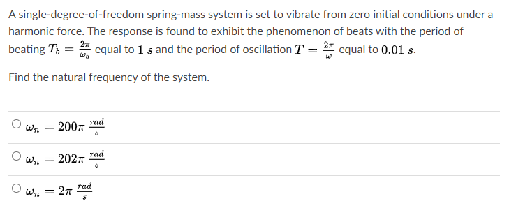 Solved A single-degree-of-freedom spring-mass system is set | Chegg.com