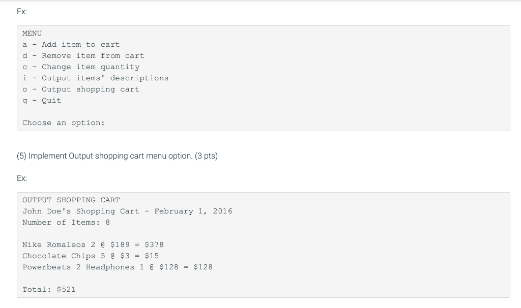 Solved LAB ACTIVITY 8.26.1: LAB*: Program: Online shopping | Chegg.com