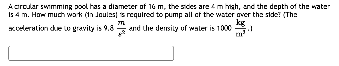 Solved A circular swimming pool has a diameter of 16 m, the | Chegg.com