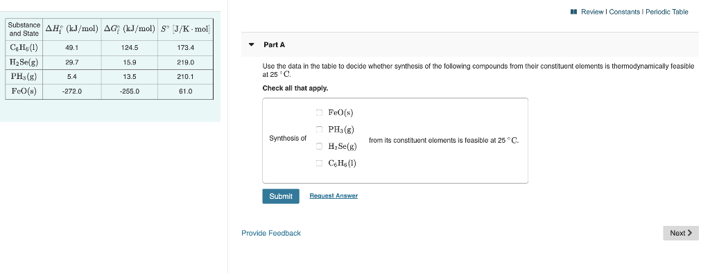 Solved Review Constants Periodic Table Part A Substance Ah | Chegg.com