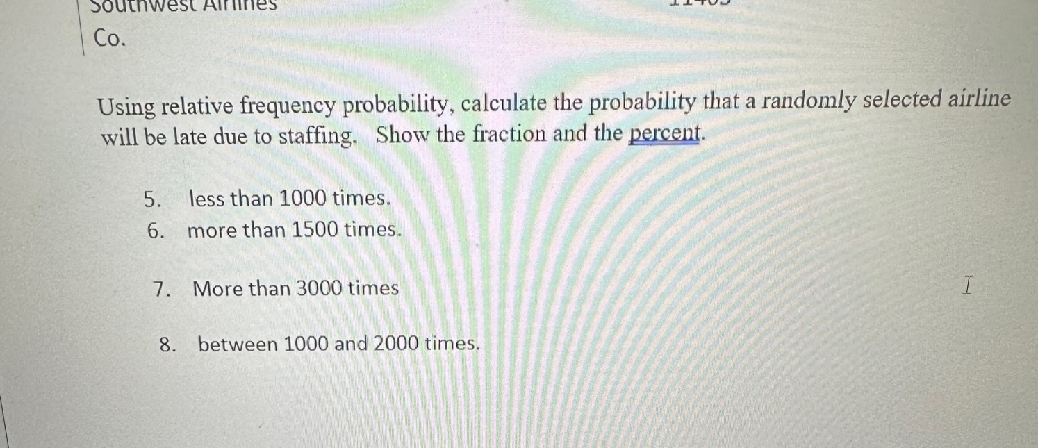 Solved Using relative frequency probability, calculate the | Chegg.com