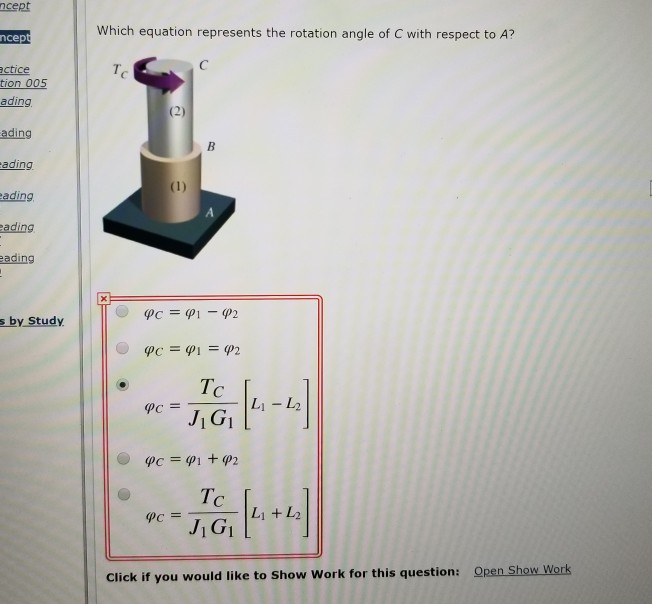 Solved Ncept Which Equation Represents The Rotation Angle Of