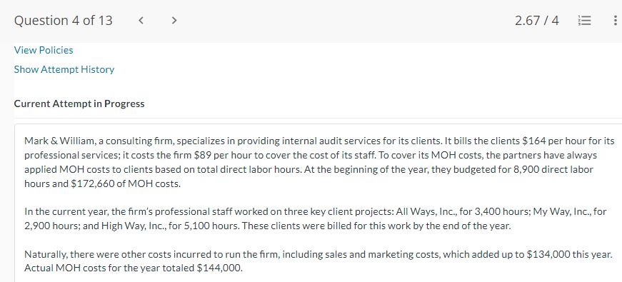 Solved Mark \& William, a consulting firm, specializes in | Chegg.com