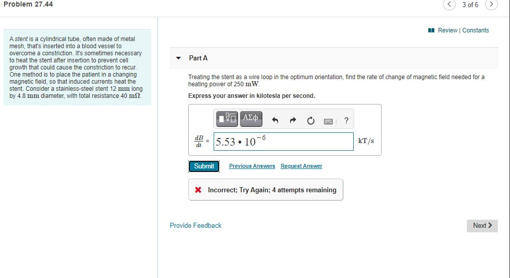 Solved Problem 27.44 A Review Constants Part A A | Chegg.com