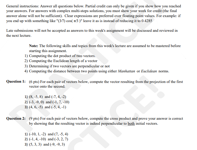 General instructions: Answer all questions below. | Chegg.com