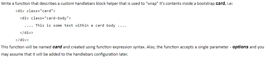 Solved Write a function that describes a custom handlebars | Chegg.com