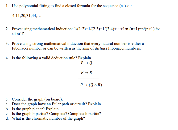 Solved 1. Use polynomial fitting to find a closed formula | Chegg.com