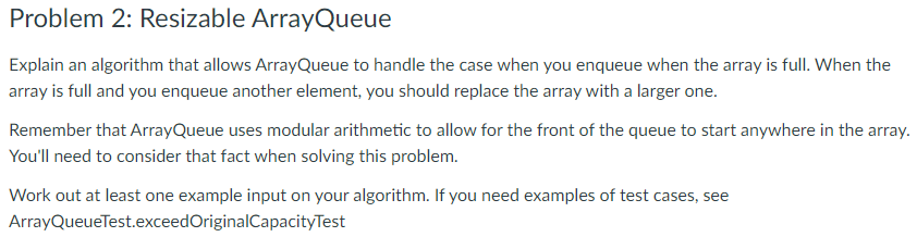 Problem 2 Resizable Array Queue Explain An Algorithm 2165