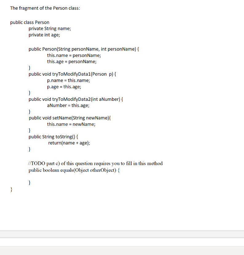 Solved 1) Consider the following code: Person person1 = new | Chegg.com