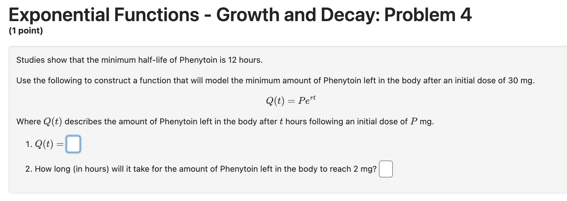 Solved Exponential Functions - Growth and Decay: Problem 4 | Chegg.com