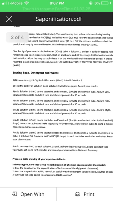 Solved Saponification.pdf 11) Which is the better | Chegg.com