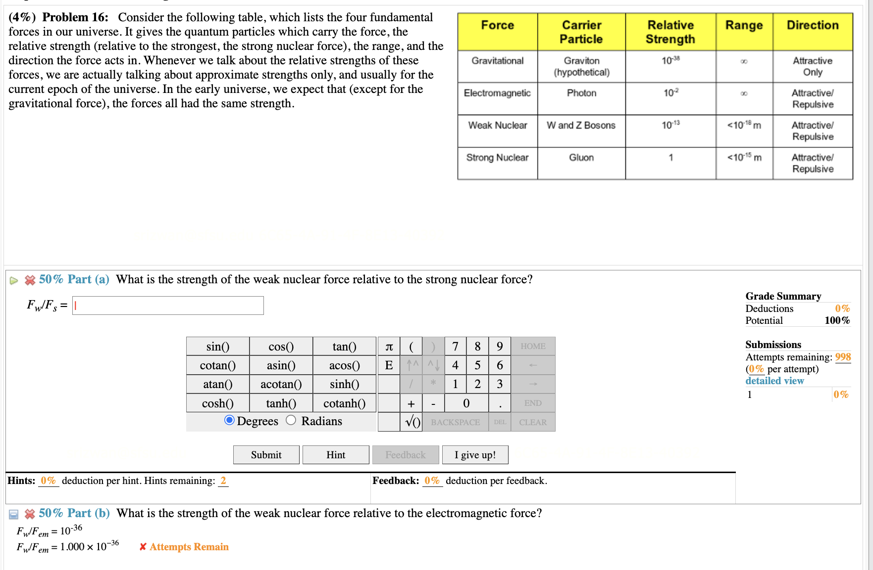 Solved (4\%) Problem 16: Consider the following table, which | Chegg.com