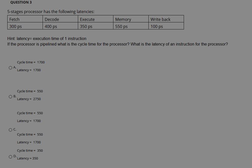 Solved QUESTION 3 5-stages processor has the following | Chegg.com