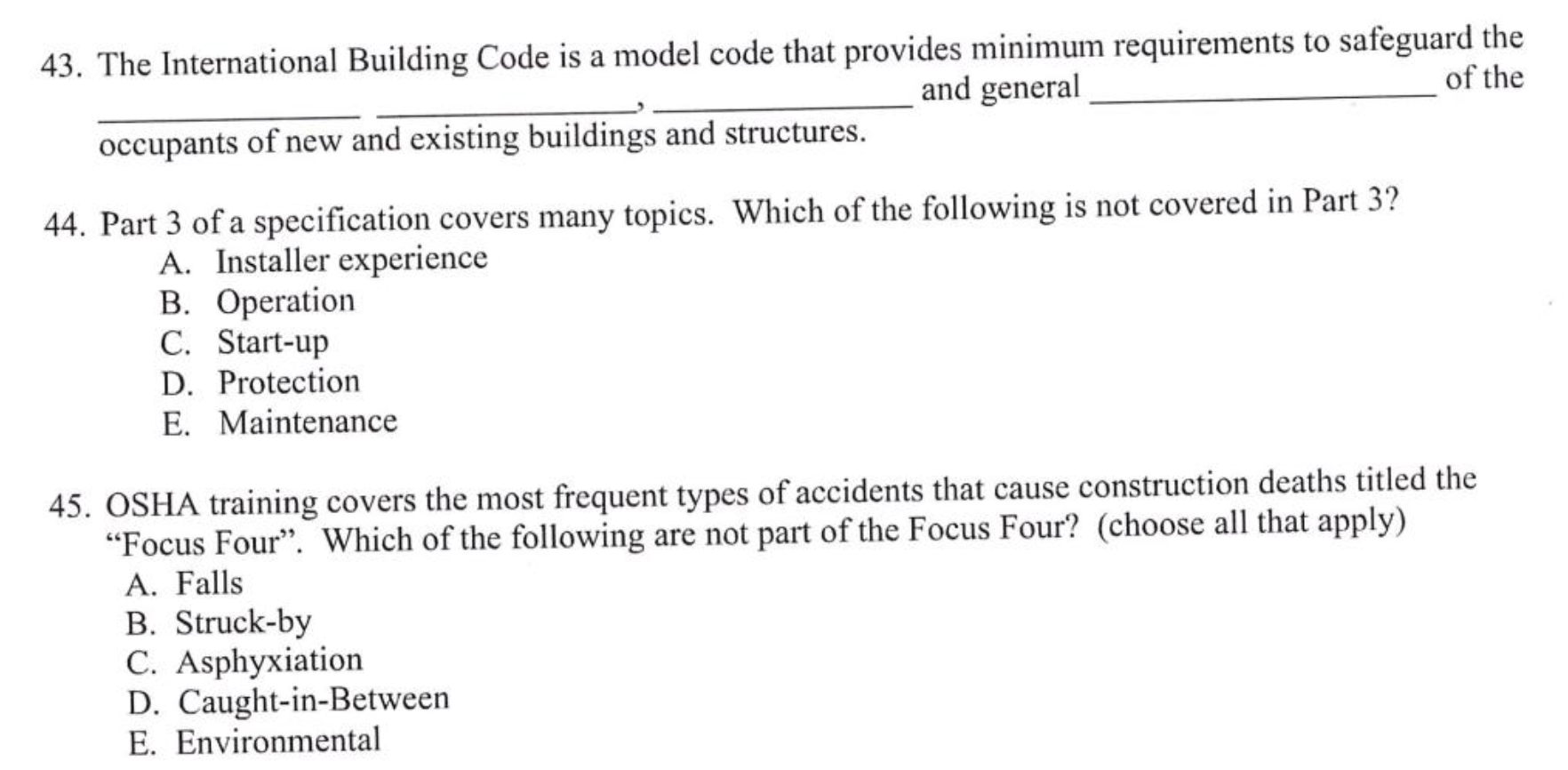 Solved 41. The Master Format specification system is divided | Chegg.com