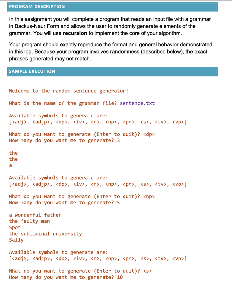Solved CS145 – PROGRAMMING ASSIGNMENT #4 GRAMMER SOLVER | Chegg.com