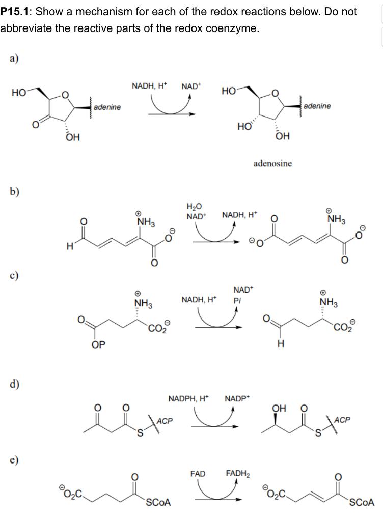 Solved P15.1: Show a mechanism for each of the redox | Chegg.com