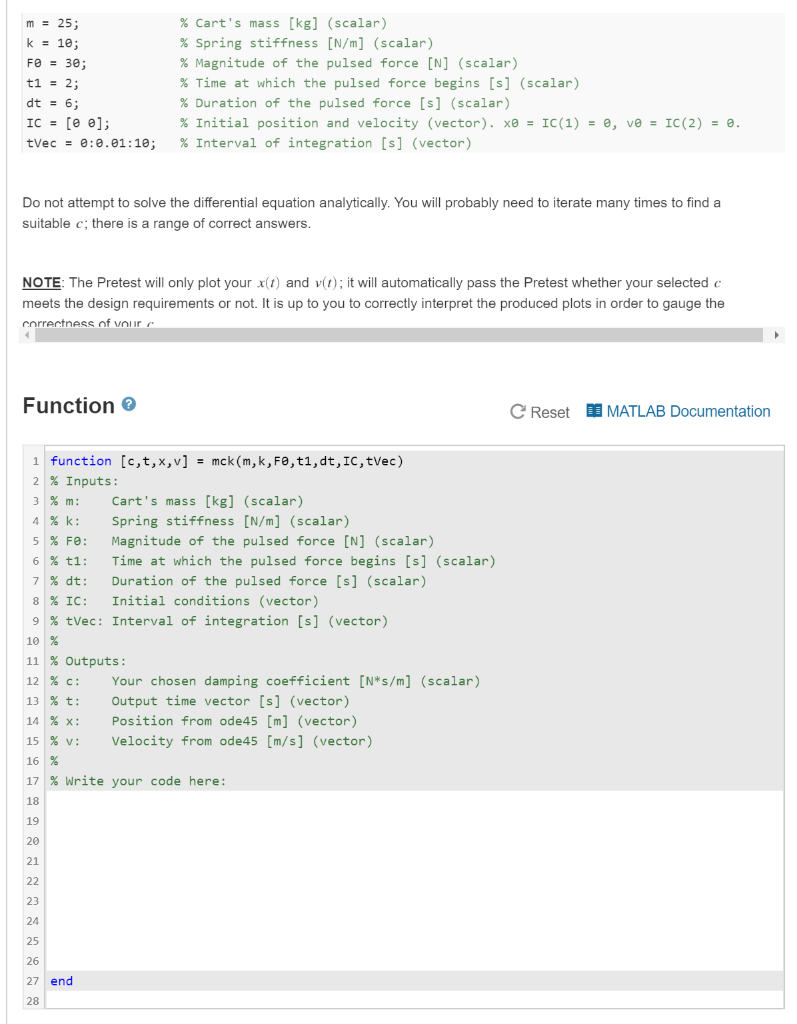 Solved Mass-Spring-Damper O solutions submitted (max: 3) As | Chegg.com