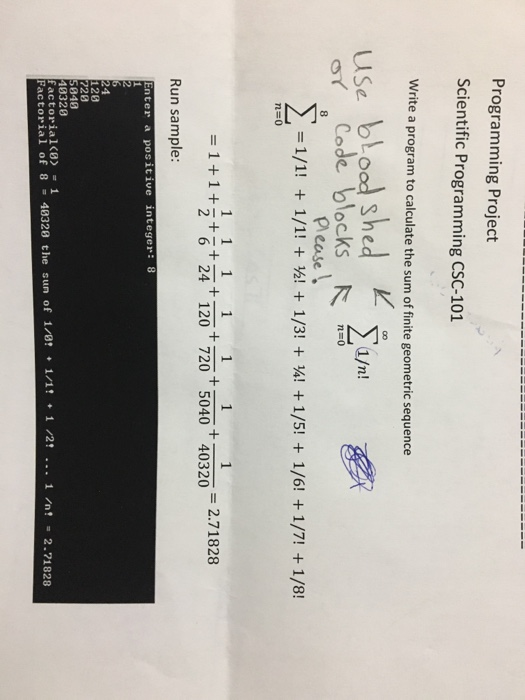 Solved Programming Project Scientific Programming CSC-101 | Chegg.com