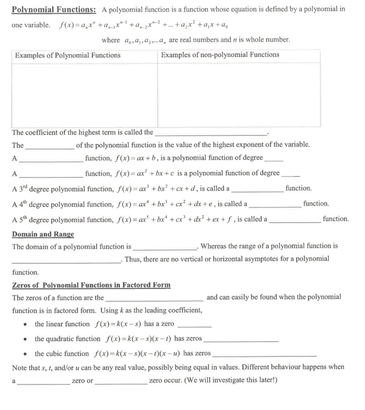 Solved Polynomial Functions: A polynomial function is a | Chegg.com