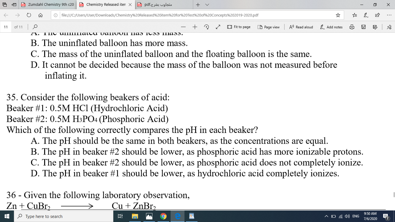 Solved Zumdahl Chemistry 9th c20 Chemistry Released iten X | Chegg.com