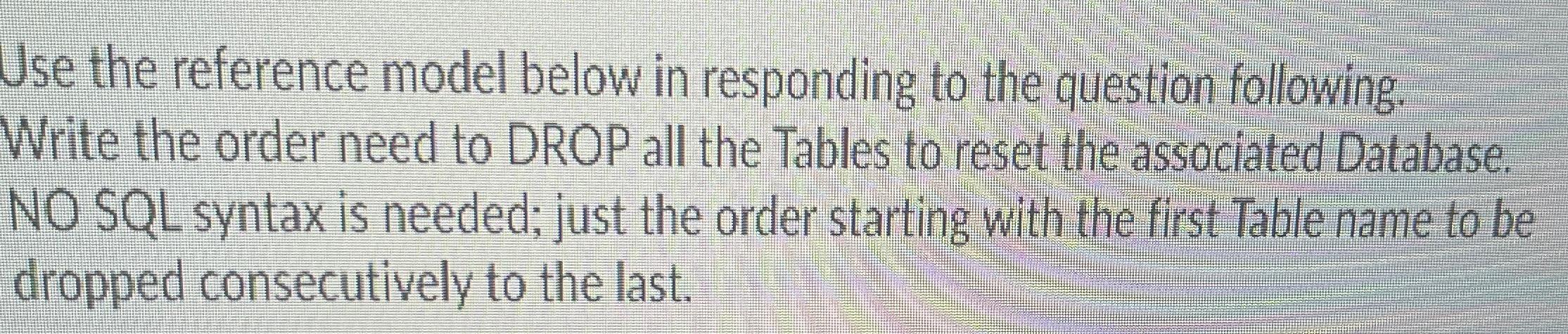 Solved RO Use the reference model below in responding to the | Chegg.com