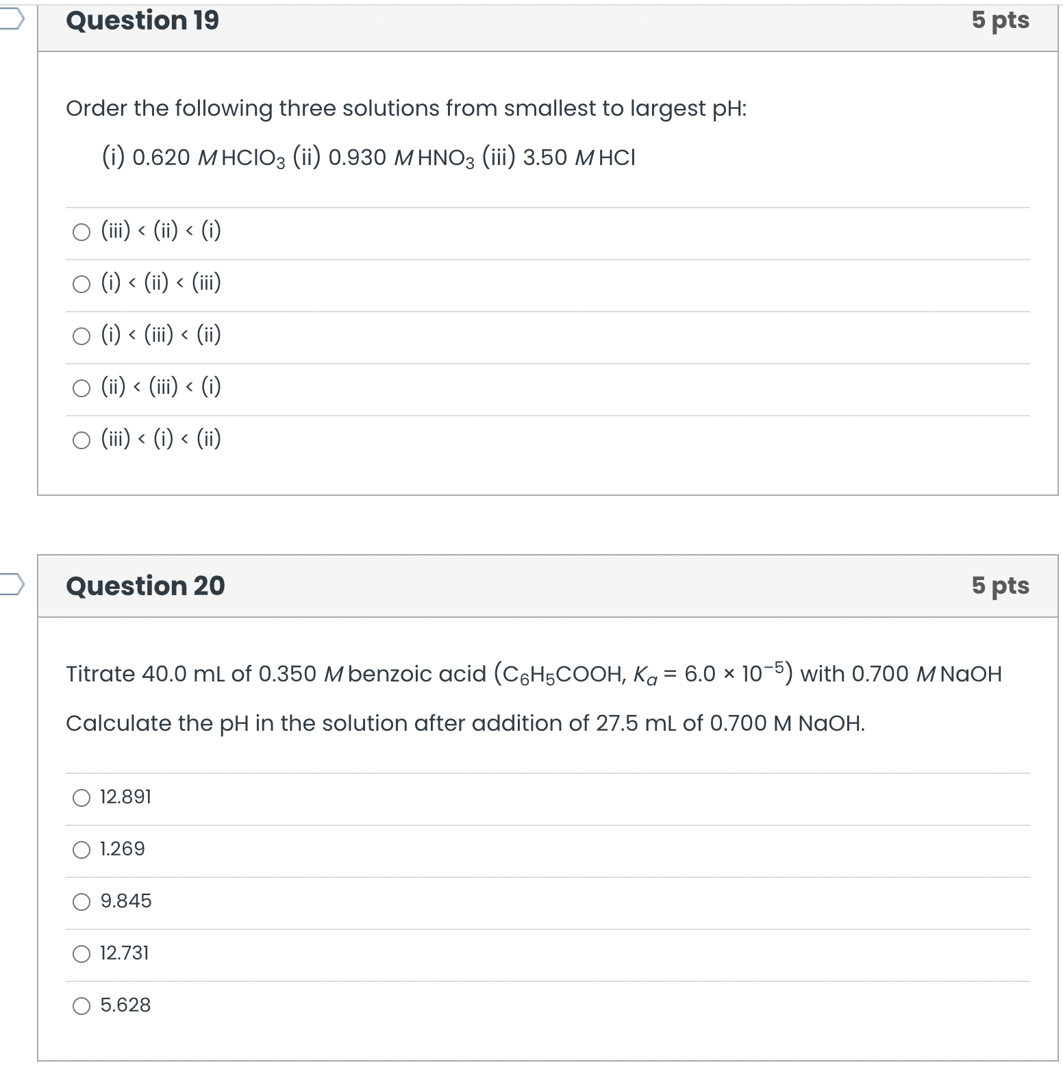 Solved Order the following three solutions from smallest to | Chegg.com
