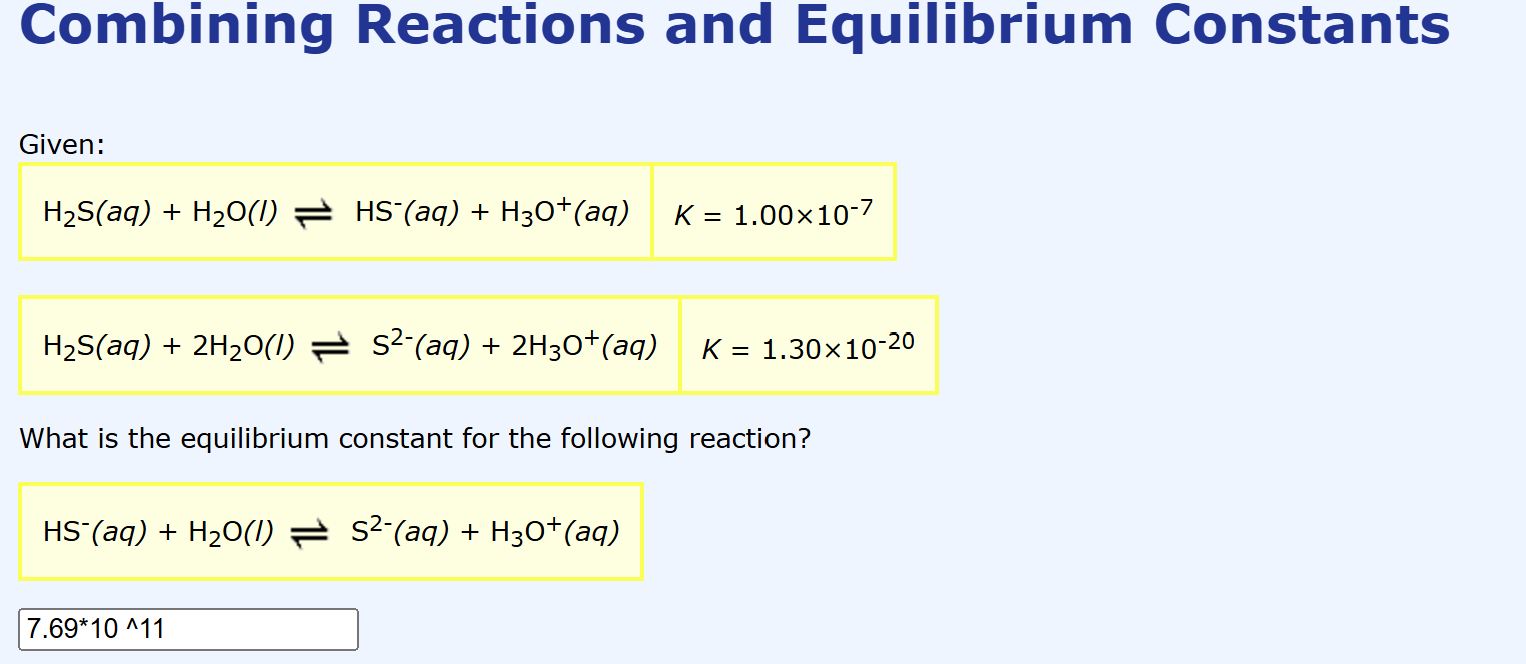 Solved Combining Reactions and Equilibrium | Chegg.com