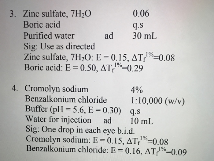 Using both: sodium chloride equivalent method AND | Chegg.com